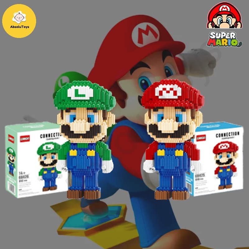 Super Mario Luigi Green Figure 3D Model 8498pcs DIY Mini Building ...