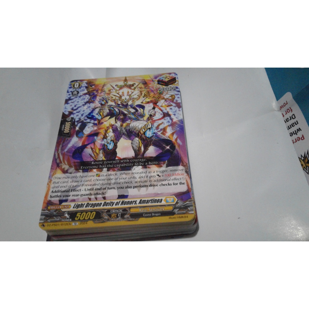 WEARS VANGUARD LIGHT DRAGON DEITY OF HONORS AMARTINOA VANGUARD CARD ONE PIECE TCG PLAYED DZ NO ...