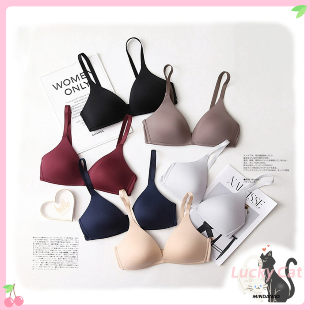 Lucky Cat Women Push Up Bra Small Chest Gather Girls Simple Seamless ...