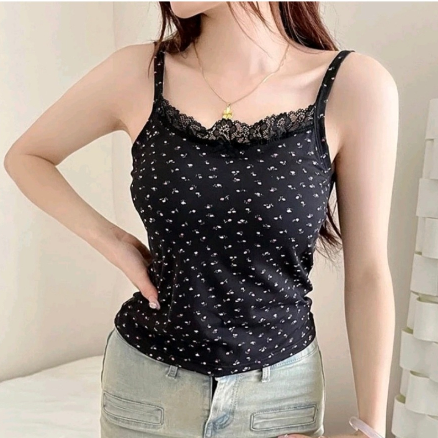 New Floral Spaghetti Padded Sexy Sleeveless String Tank Top Cami Sando ...