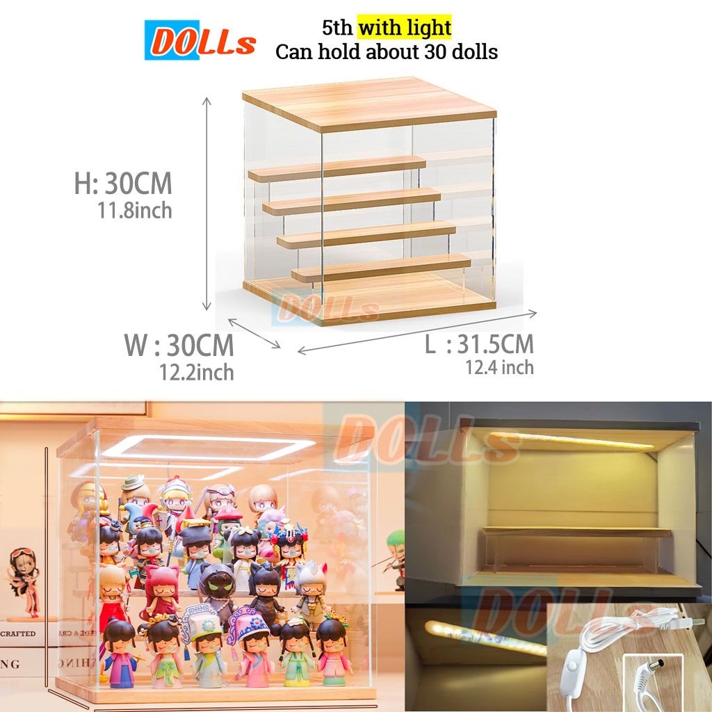Acrylic Display Rack Riser with Lights Dustproof Detachable Action ...
