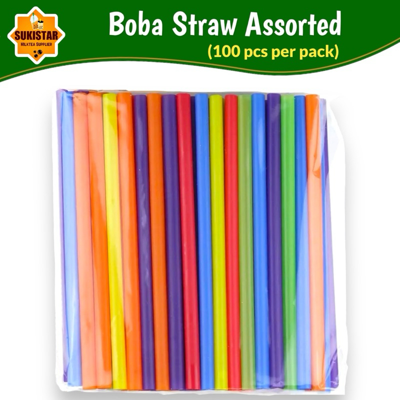 Bubble Straw Assorted Color 23cm/100 pcs per pack (Individually Wrapped ...