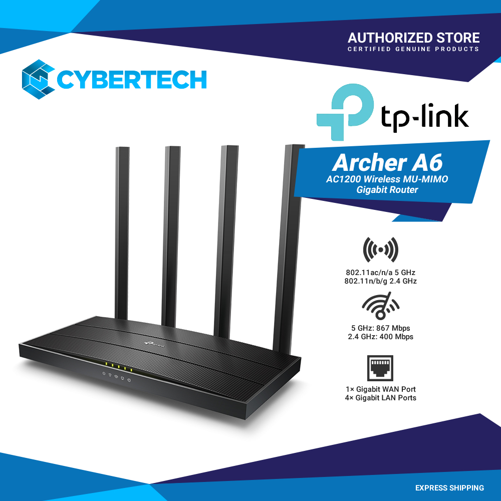 TP-Link Archer A6 AC1200 Wireless MU-Mimo Gigabit Router | Shopee ...