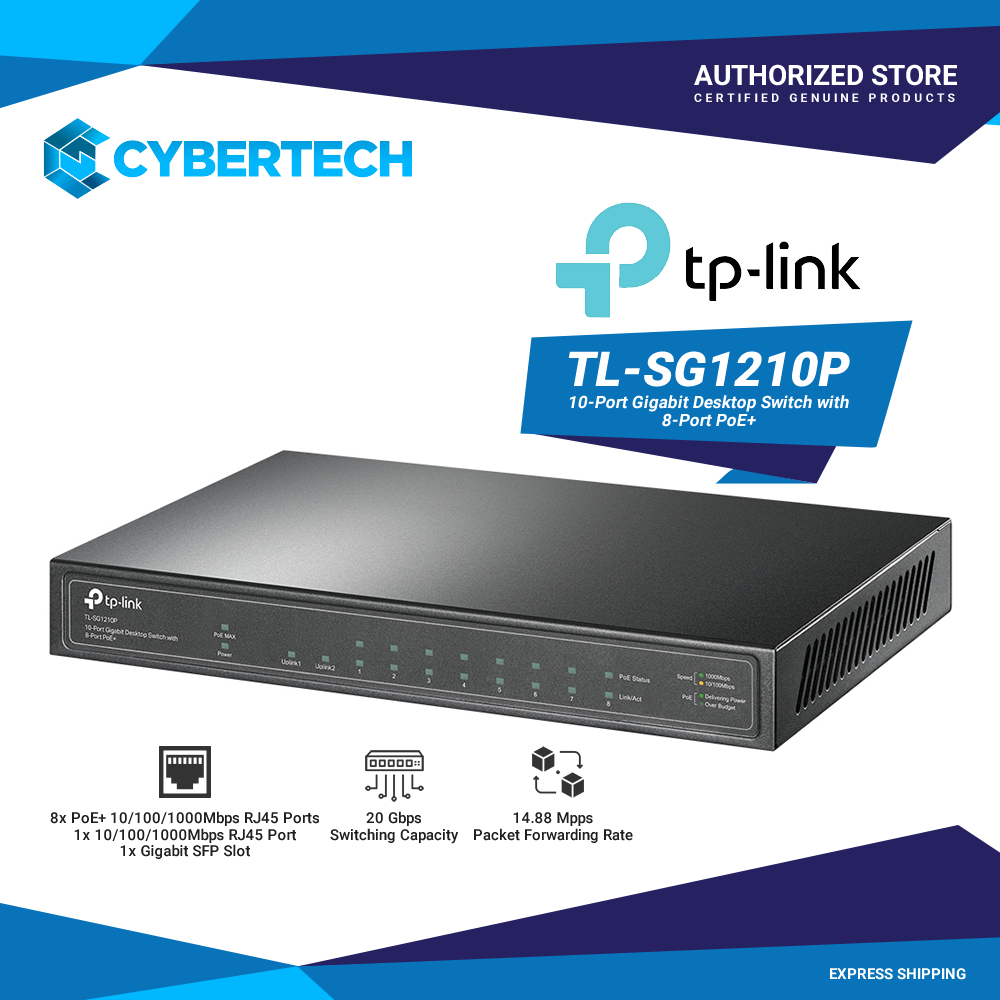 TP-Link TL-SG1210P 10-Port Gigabit Desktop Switch With 8-Port PoE+ ...