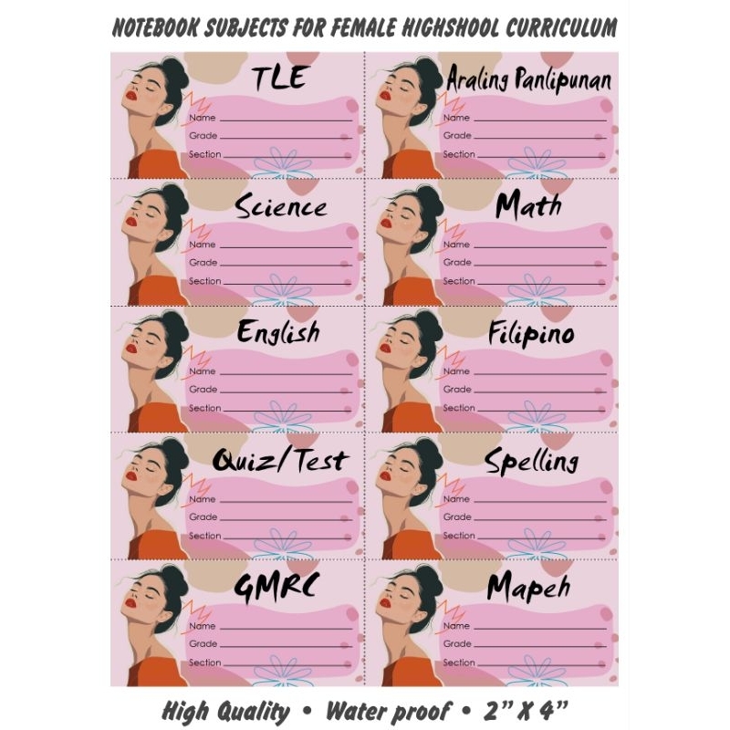 SUBJECT STICKER MATATAG Aesthetic Design Grade 7-10 | Shopee Philippines