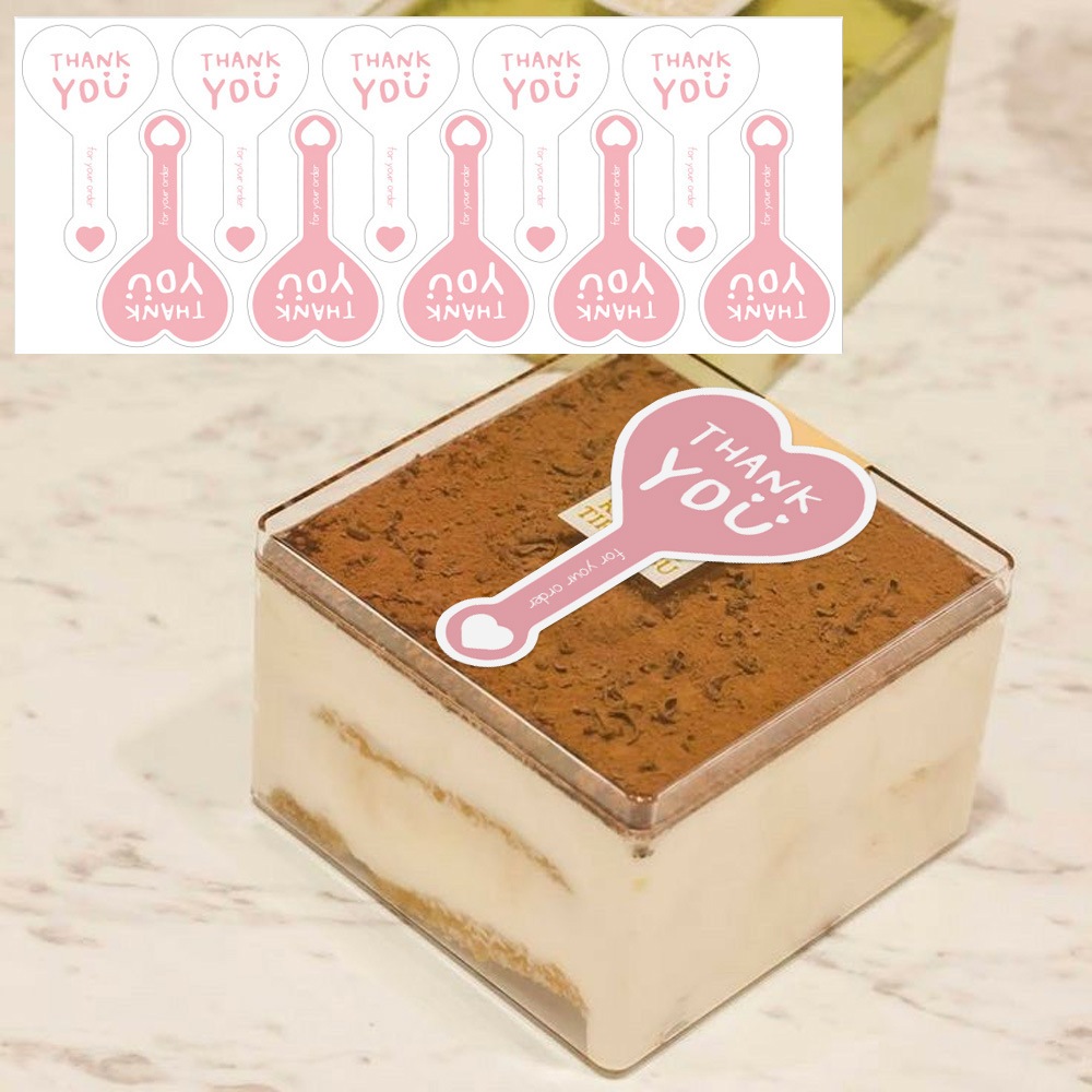 100 Pcs/Pack Pink Cute Thank You Stickers Bakery Cake Packaging Sealing ...