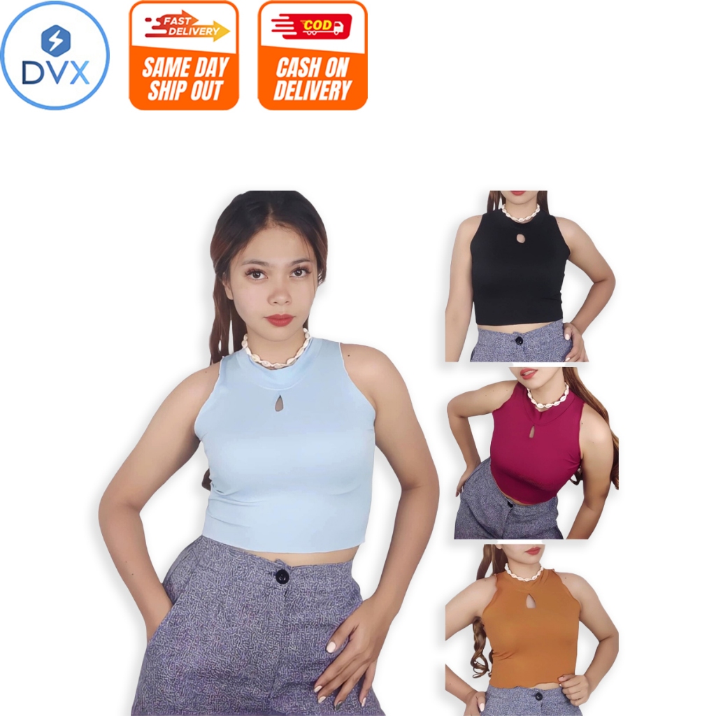 COD DVX #6457 Keith Lettuce Knitted Plain Crop Top Sleeveless Knit ...