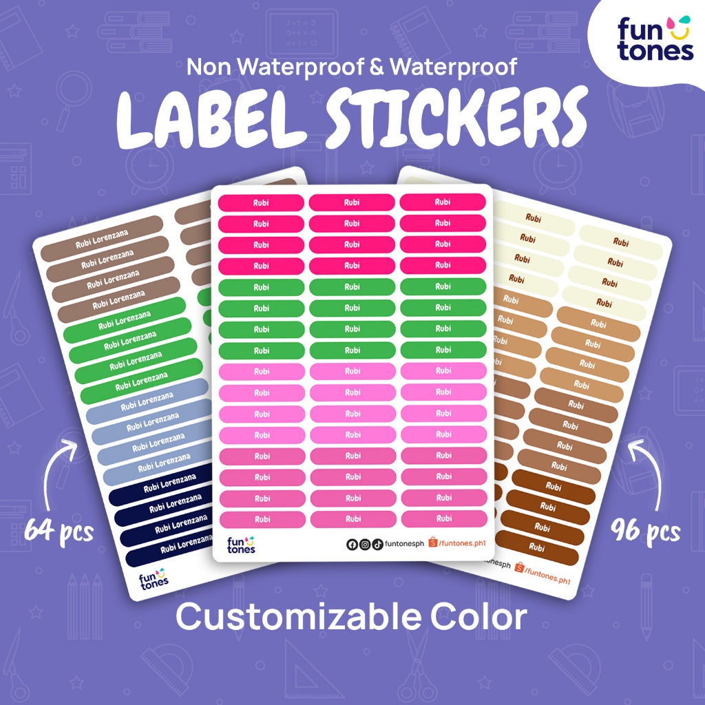 Personalized Name Labels Stickers Laminated for School Supplies ...