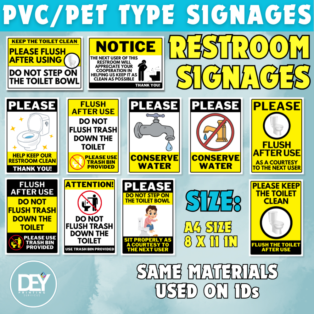 DEY| Toilet Signage Restroom PVC Signage Comfort Room Sign Cleanliness ...
