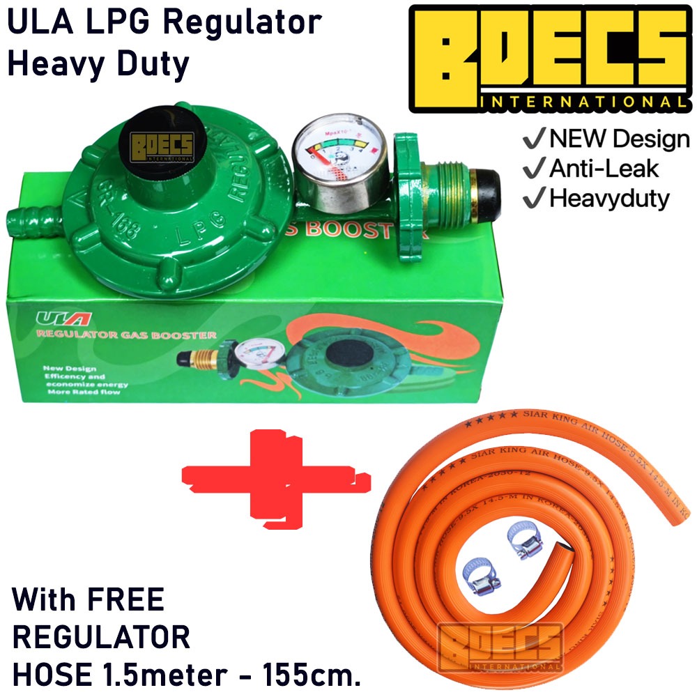 LPG regulator ULA with pressure gauge and Free Rubber Hose set High ...