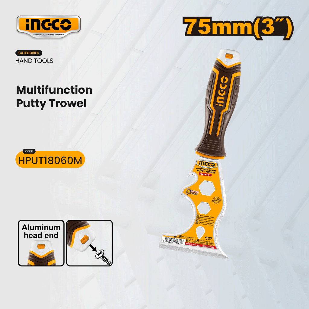 Ingco Multifunction Putty Trowel 3" Inch aluminum head for Construction ...