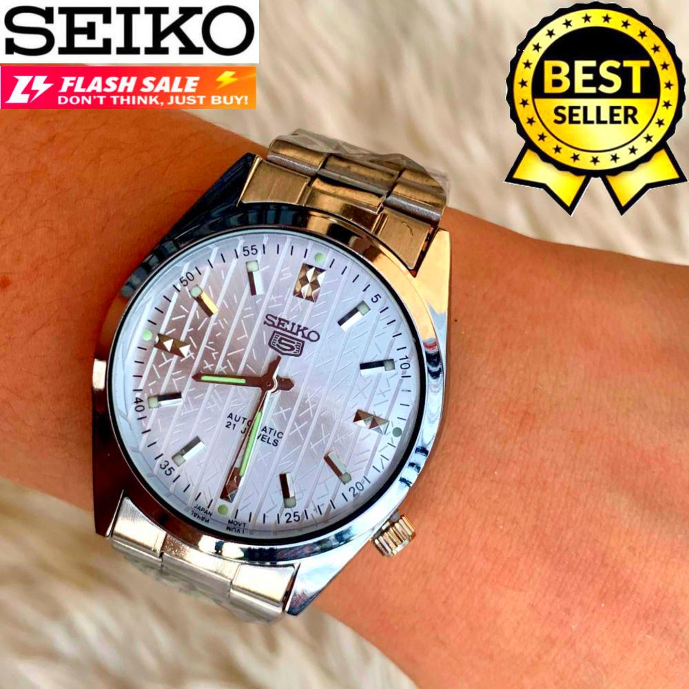 Seiko 5 21 Jewels Automatic Hand Movement KC All-Silver Stainless Steel ...