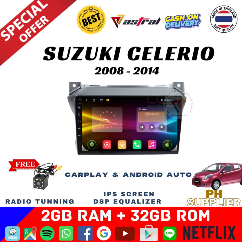 ASTRAL CARPLAY SUZUKI CELERIO 2008-2014 ANDROID HEAD UNIT | Shopee ...