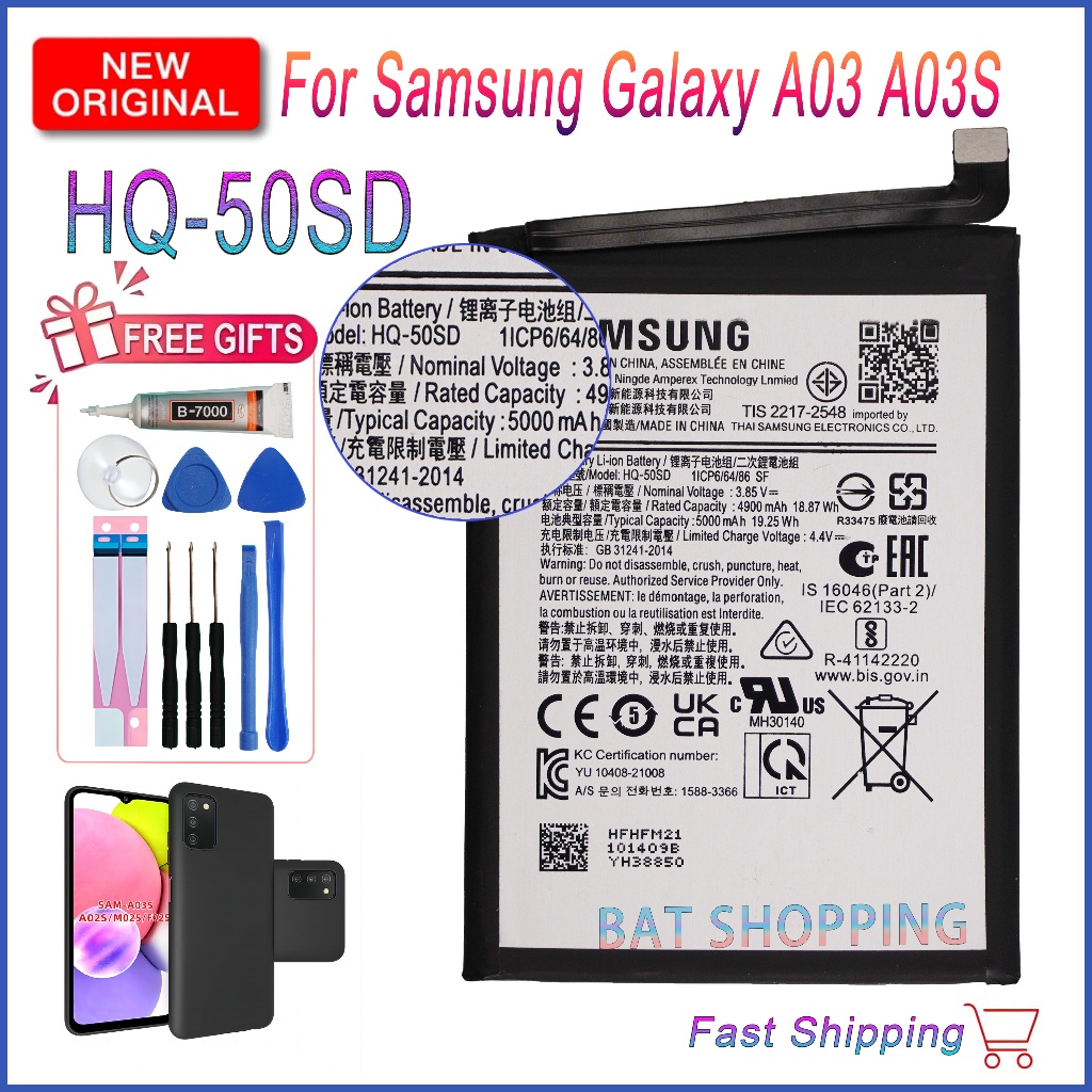 HQ-50SD For Galaxy A03 A03S Samsung Original Battery 4900/5000mAh ...