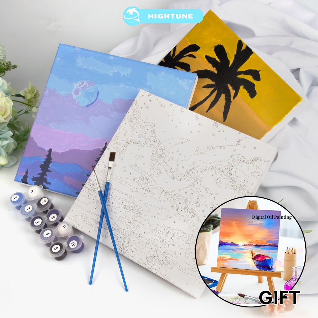 HIGHTUNE Digital Oil Paint By Numbers 20X20cm Canvas Frame Number ...