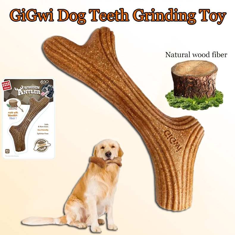Gigwi Hard Wooden Antler Chew Toys for Dogs Teeth Cleaner Large Dog Toy ...
