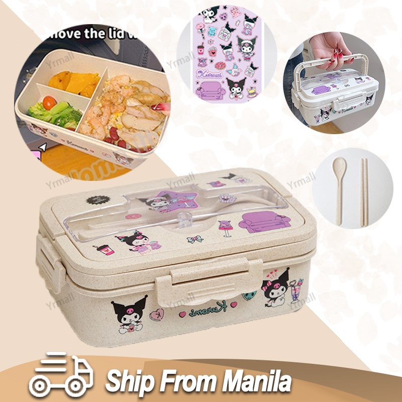 Sanrio Kawaii Kuromi Lunch Box Student Compartmentalised Eco-friendly ...