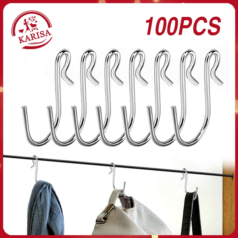 100Pcs Metal S Hook Round Tube Hook Flying Iron Hook for Hanging Plants ...