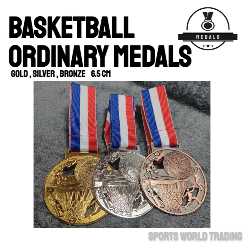 Basketball with Ring Medal 6.5cm Ordinary Lace Available(Gold/Silver ...