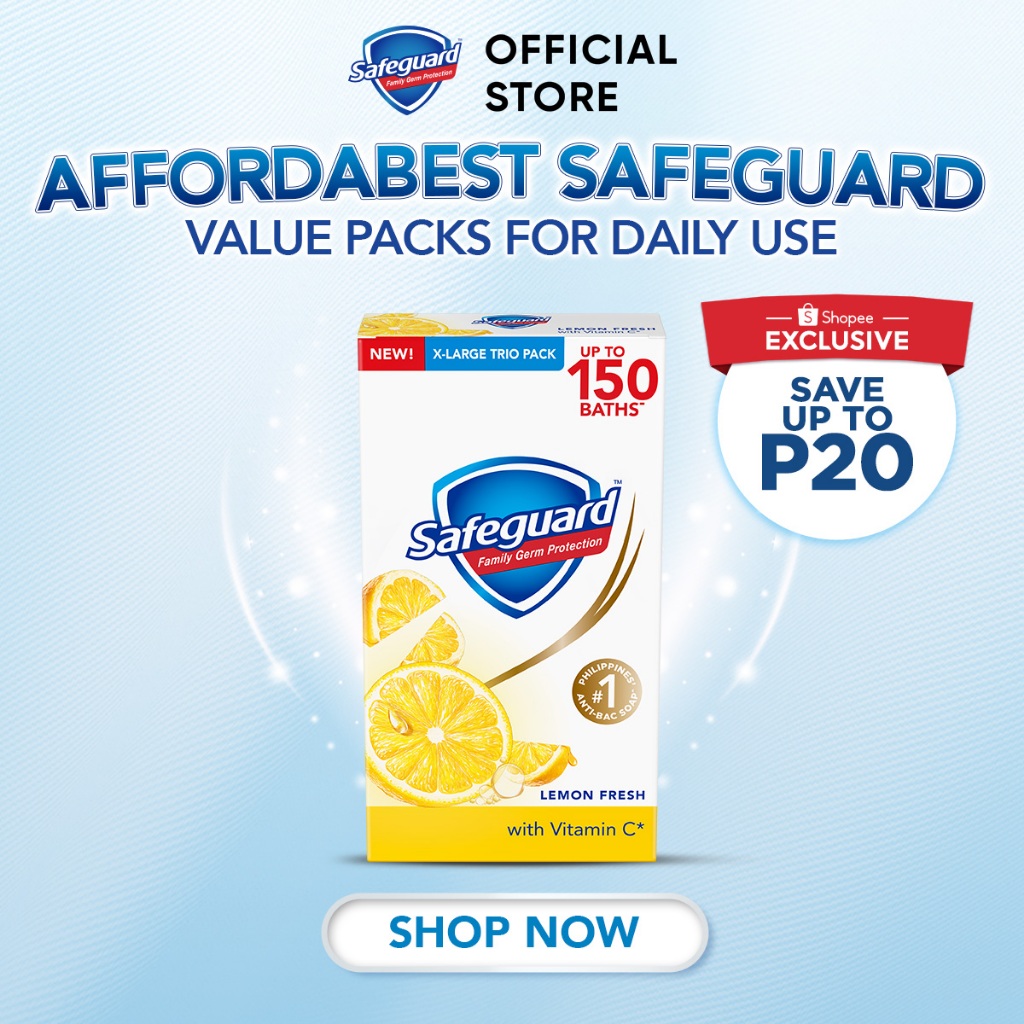 Safeguard Antibacterial Soap Bar Lemon Fresh With Vitamin C 160gx3