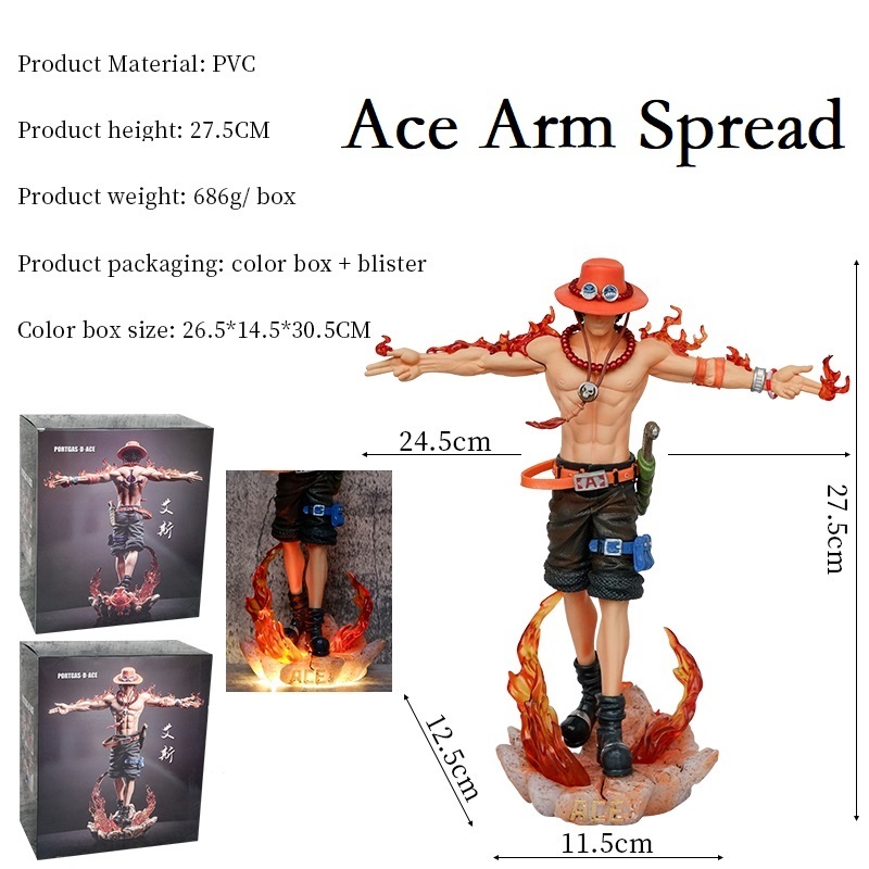 One Piece Ace KO One Piece Portgas D. Ace Arm Spread 27.5cm With LED ...
