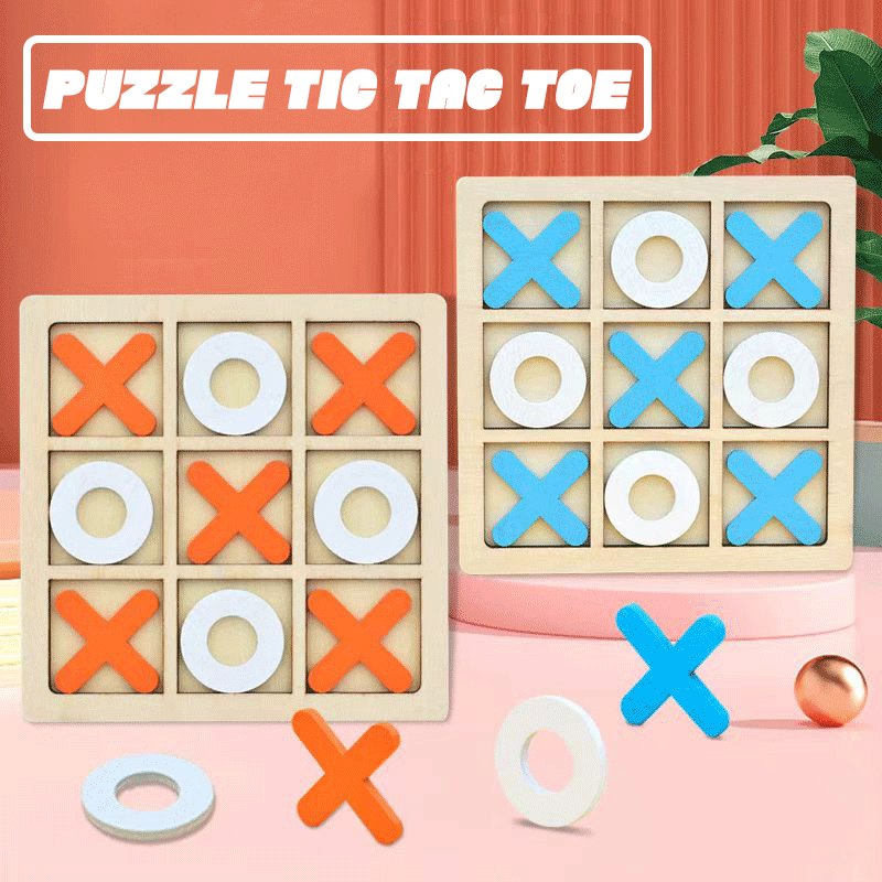 Tic Tac Toe XO Wooden Board Games Parent-Child Interaction Children ...