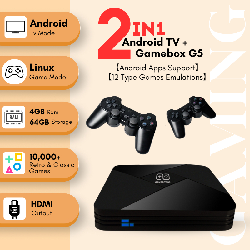 2024 NEW Android TV box + GAME BOX G5 64GB 2 in1 4K HD Game Console ...