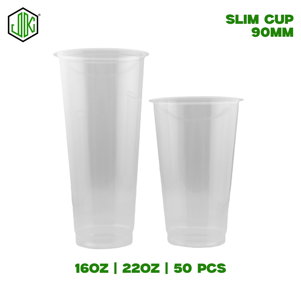 JKM 50pcs PP Slim Cups 90mm 16oz 22oz Disposable Milktea Iced Coffee ...