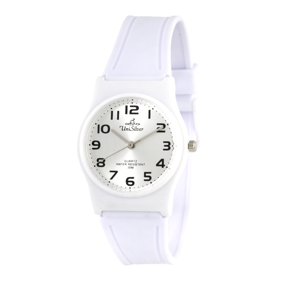 UniSilver TIME Women's White / Silver / Black Analog Rubber watch ...
