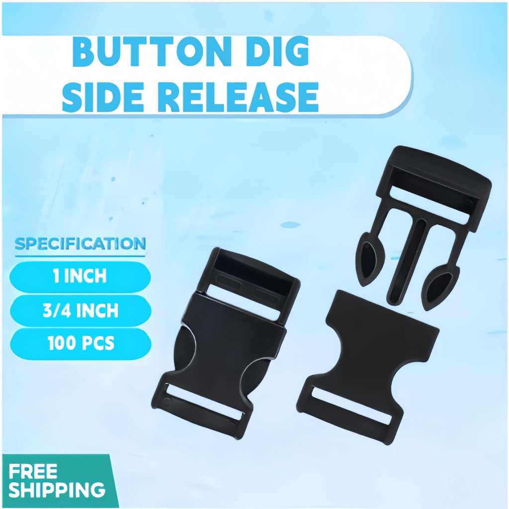 100sets Button Dig Black Buckle Side Release for Lanyards and Bags ...
