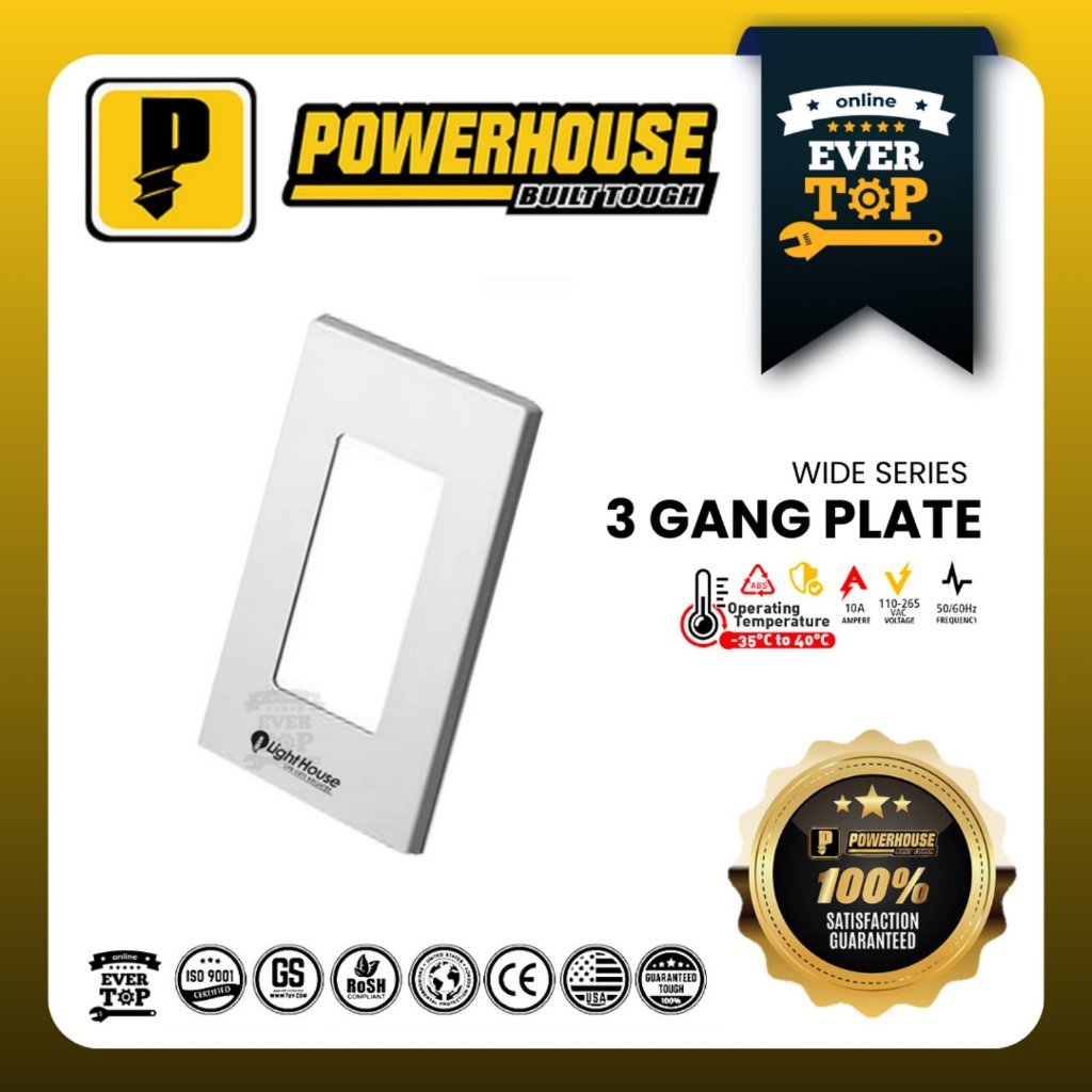 3 GANG PLATE POWERHOUSE ELECTRIC 120mm x 70mm (LHWDP-103) (1PC ...