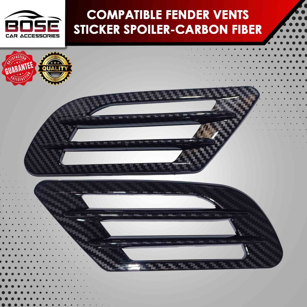 2 pcs Carbon Fiber Decorative Car Side Vent Fender Intake Stickers ...