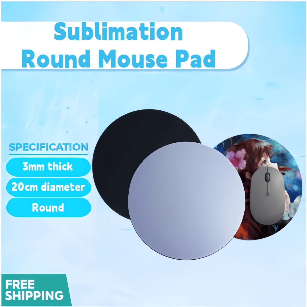Sublimation Plain White Rubber Mouse Pad Round 3mm 20x20cm Printable ...