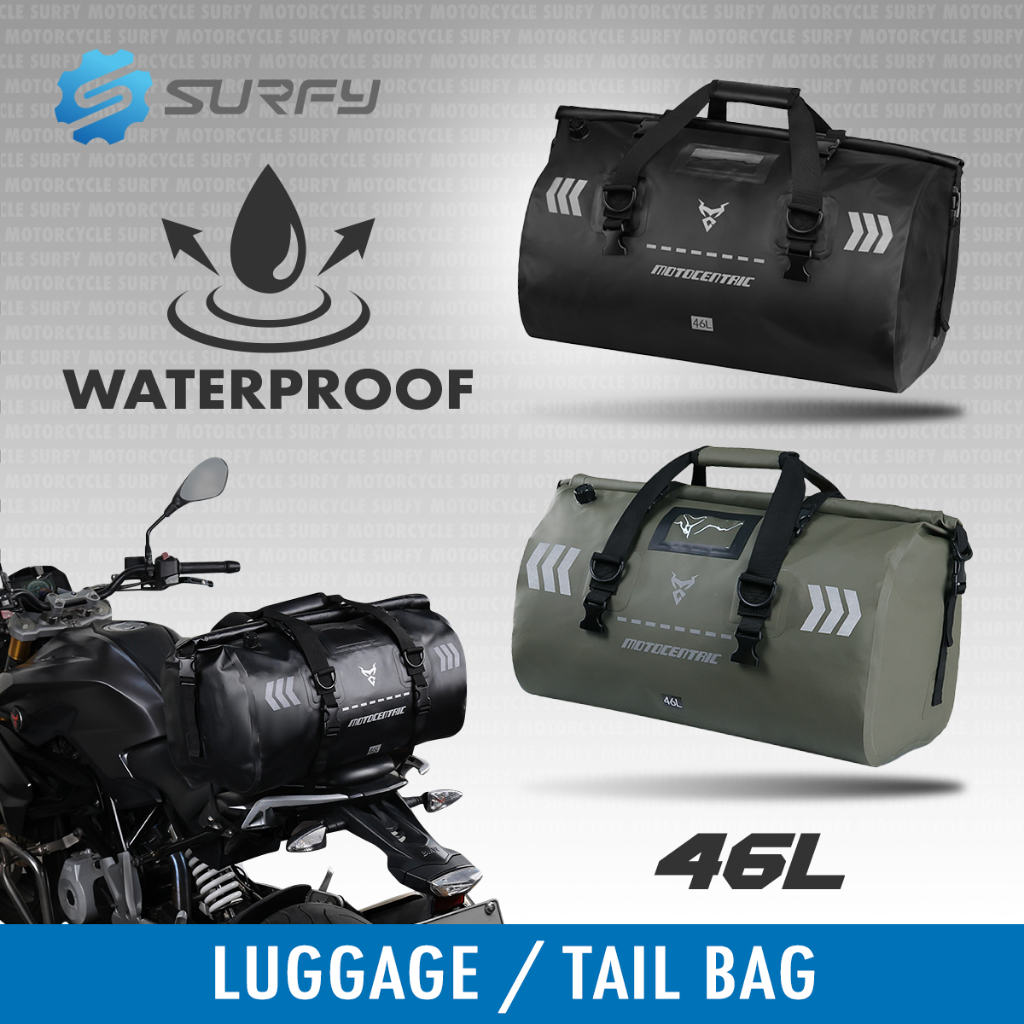 MotoCentric PVC Waterproof Tail Bag Rear Seat Bag 46L With Reflector ...