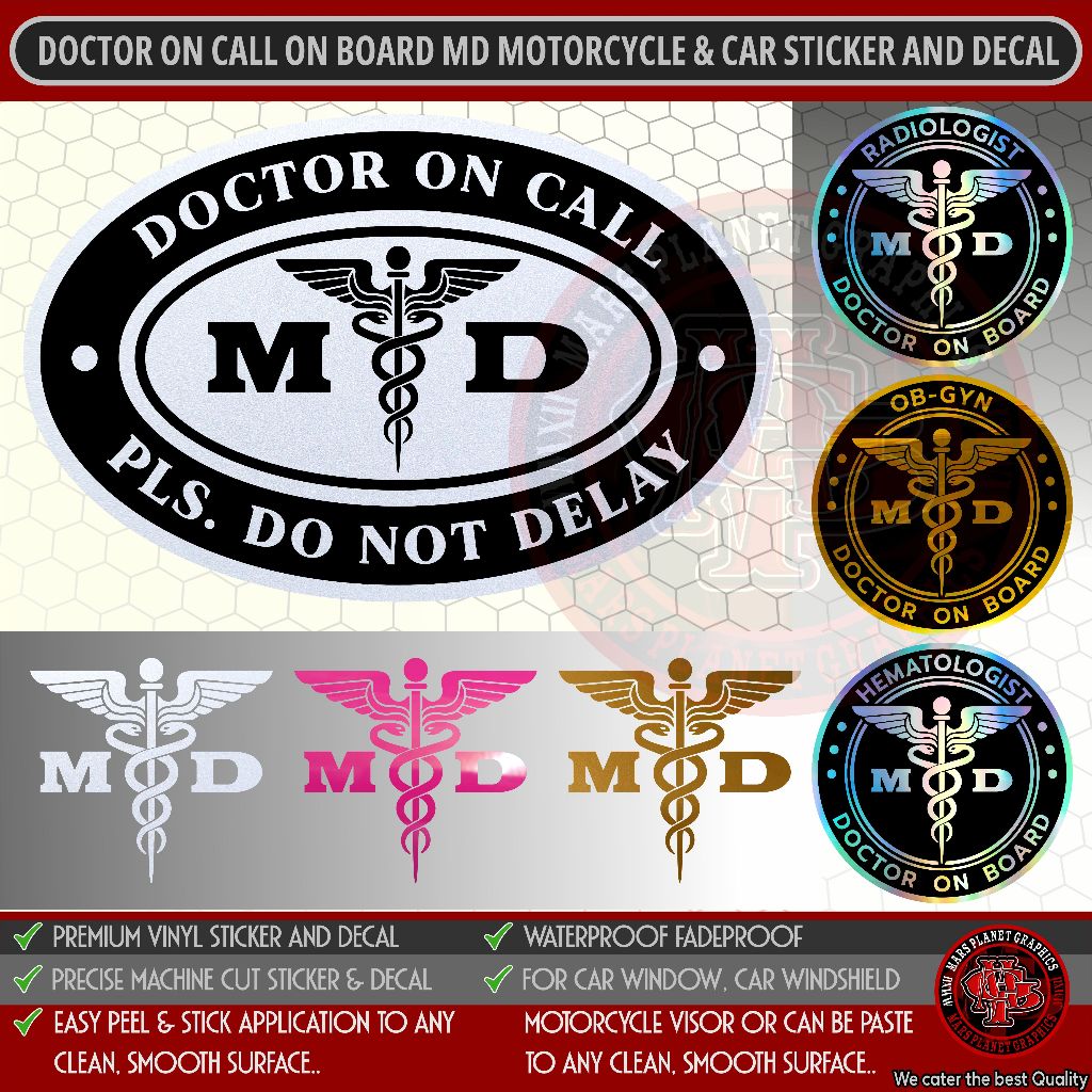 MD MEDICAL DOCTOR SPECIALIST STICKER AND DECALS DOCTOR ON CALL DO NOT ...