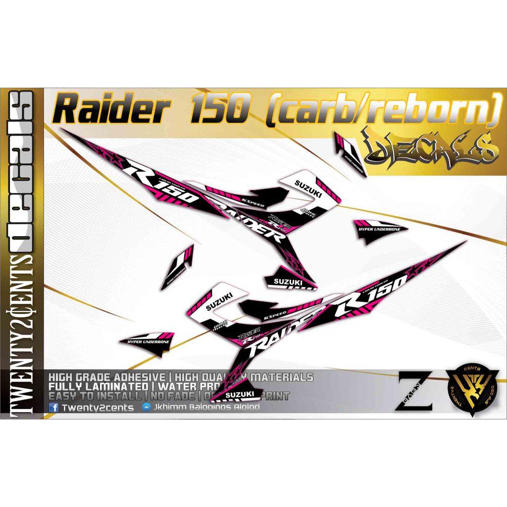 suzuki Raider 150 Carb / Reborn Decals High-Quality Stickers (Stoct ...