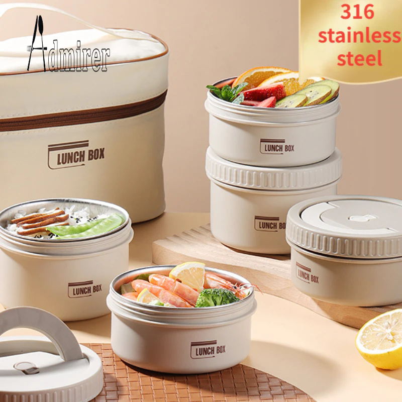 2 Layers Portable Lunch Box Breakfast Cup Food Storage Box Tableware ...