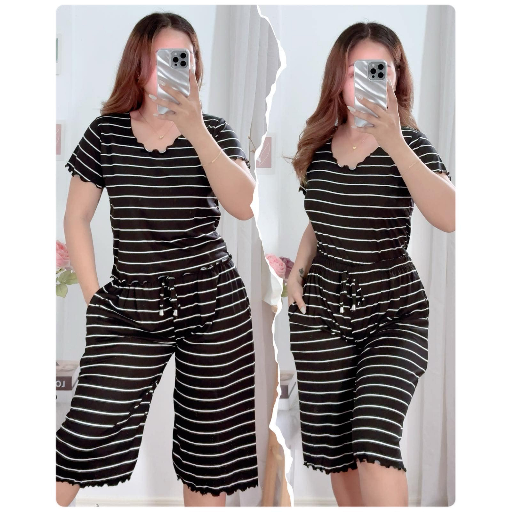 Stripe Blouse and Tokong Squarepants Terno Womenswear with 2 Side ...