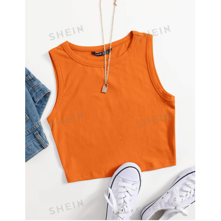 KYU S#2654 Bright Orange Tank Crop Top L | Shopee Philippines