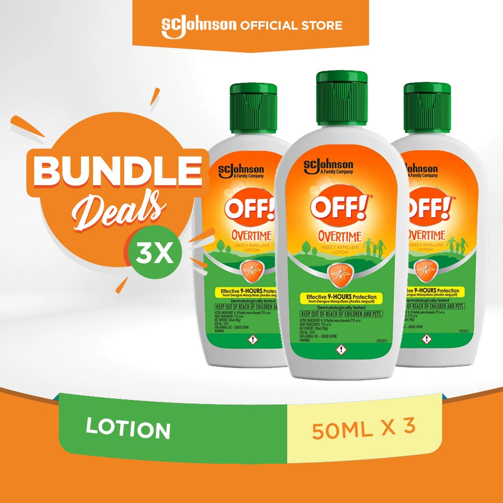 OFF! Mosquito Repellent Lotion - Overtime 50ml (PACK OF 3) | Shopee ...