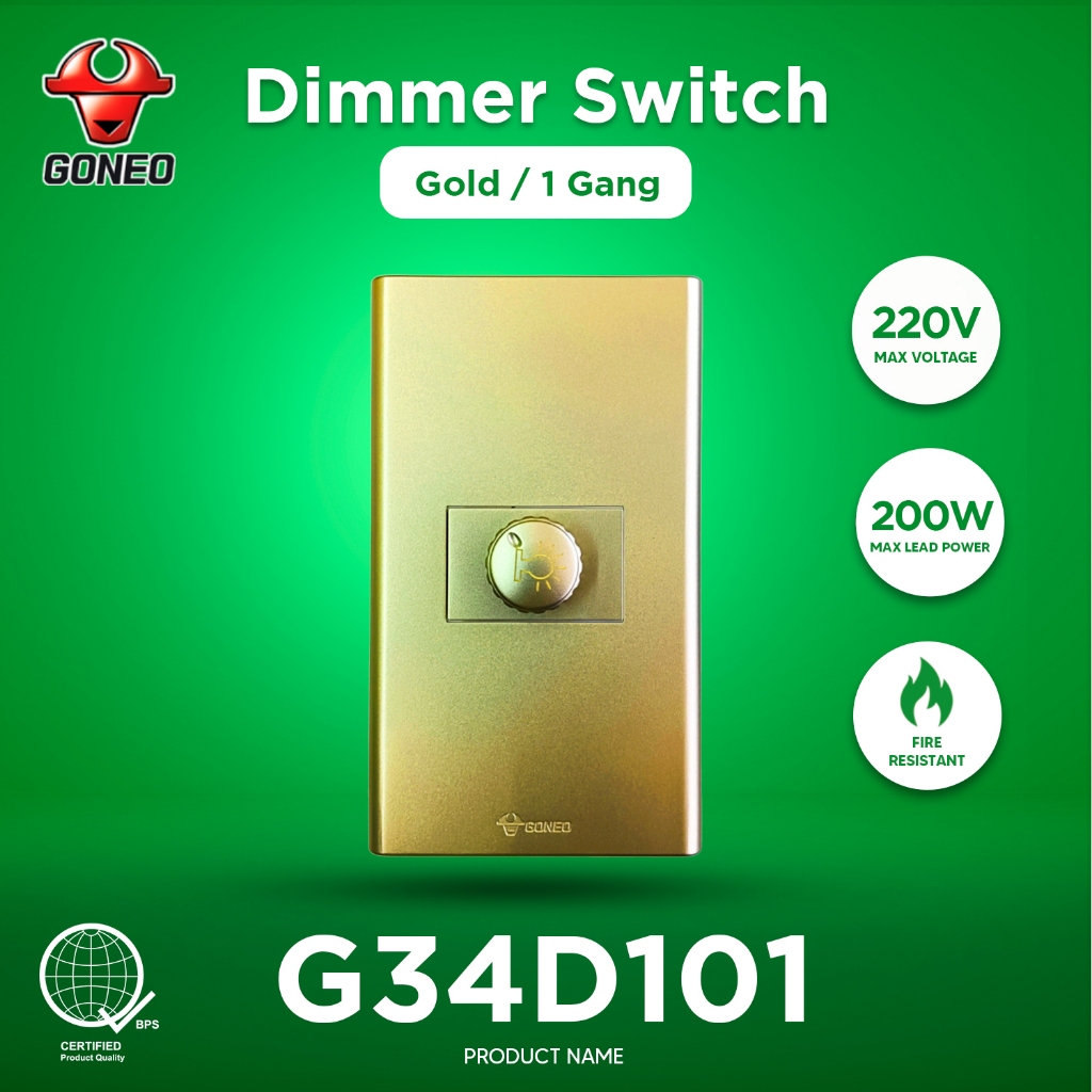 GONEO 1 Gang Dimmer Switch 16A G34D101 Topas Gold Color | Shopee ...