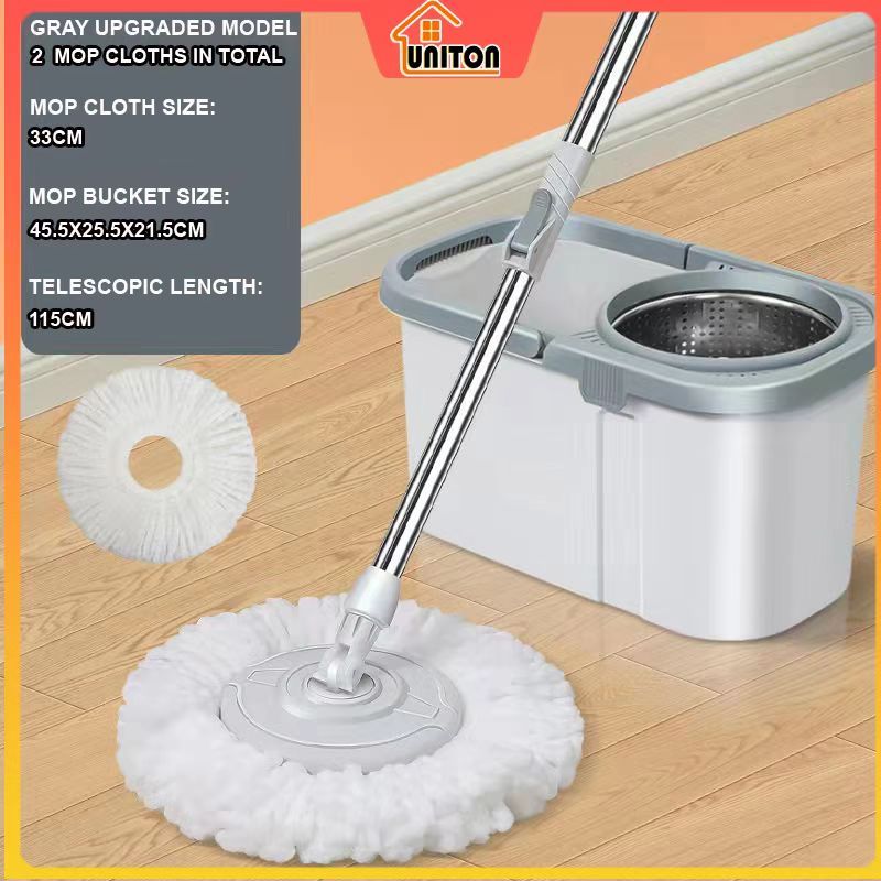 Mop With Spinner Stainless Steel Basket with Drain Cap Tornado Mop ...