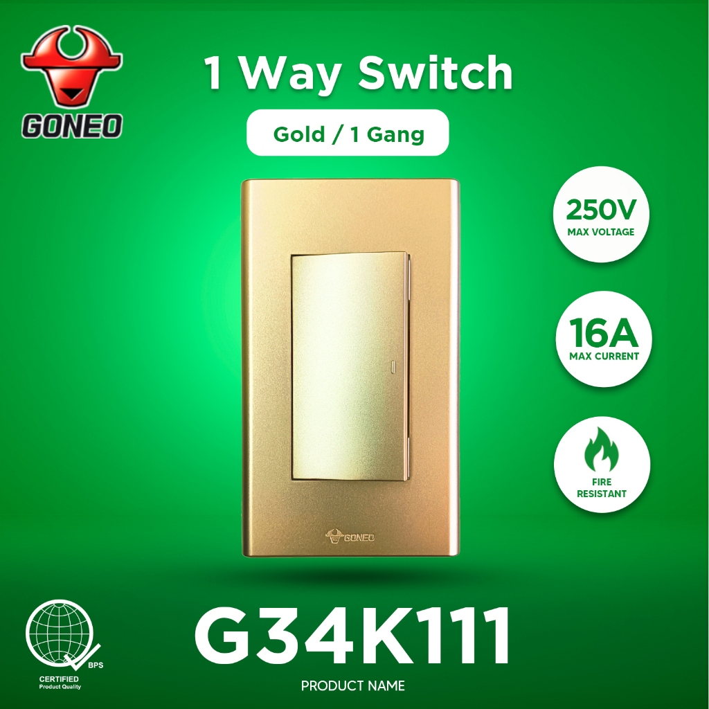 GONEO 1 Gang 1 Way Switch 16A with High Power Rating and Flame Radiant ...