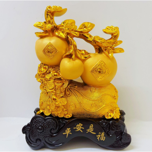 Feng Shui Fortune Peace Harmony Apple with Ruyi RuYi on Money Bag with ...