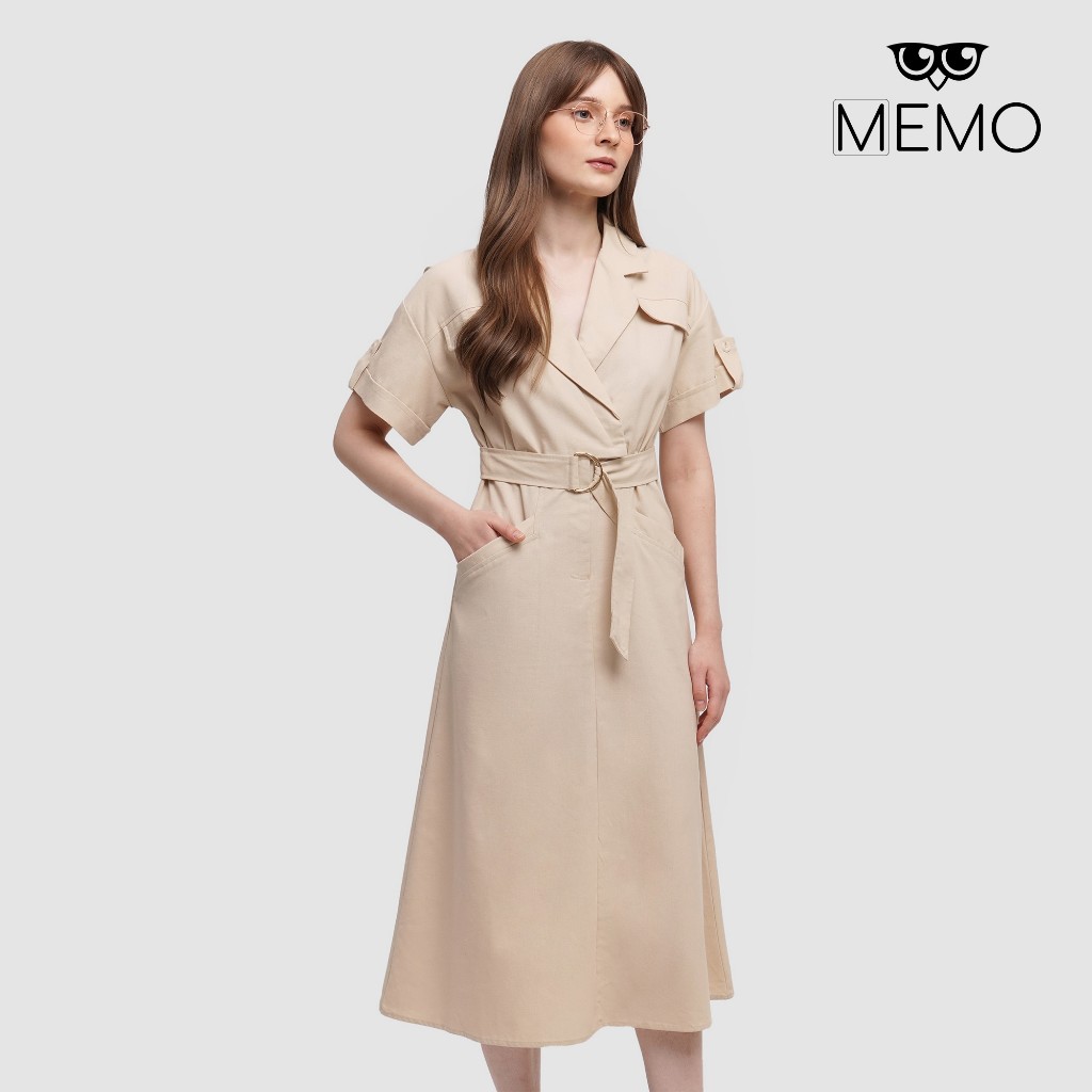 Memo A-Line Dress For Women (Khaki) | Shopee Philippines