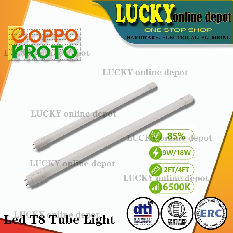 YTT8A2 EOPPO T8 LED TUBE LIGHT (9W/18W) 6500K DOUBLE END | Shopee Philippines
