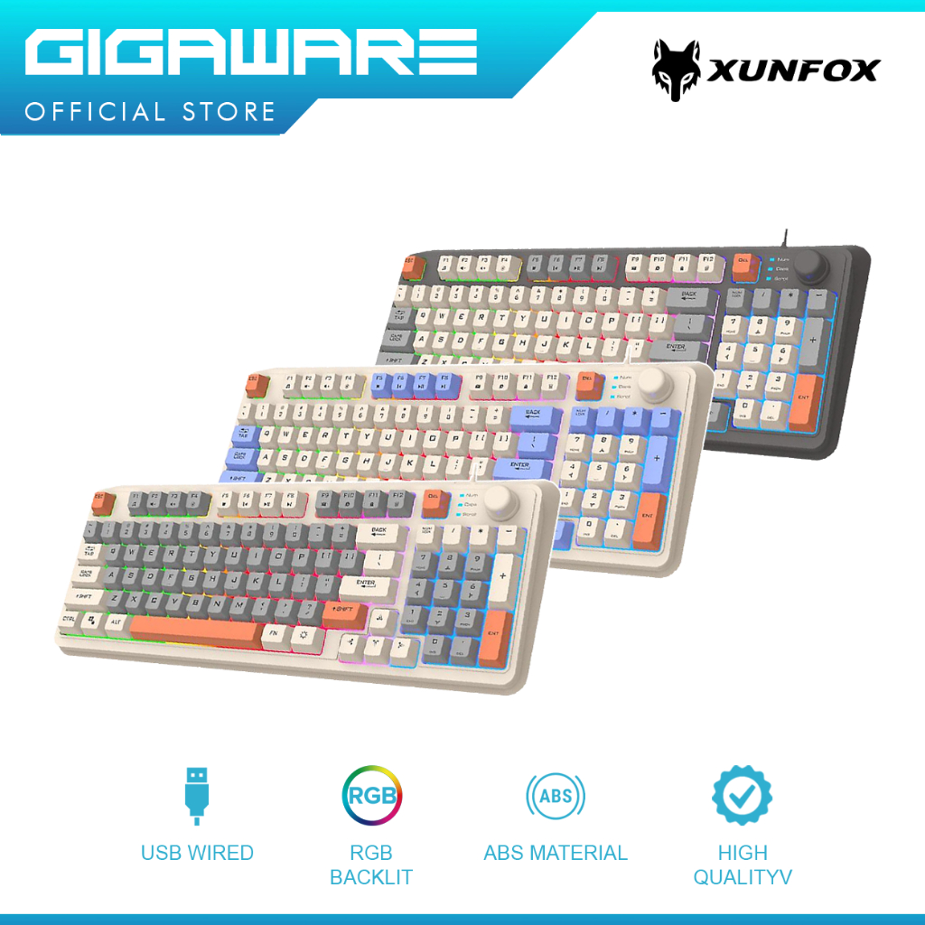 Xunfox K82 Backlit 94 Key Mixed Ledlight Contrast Color USB Wired ...