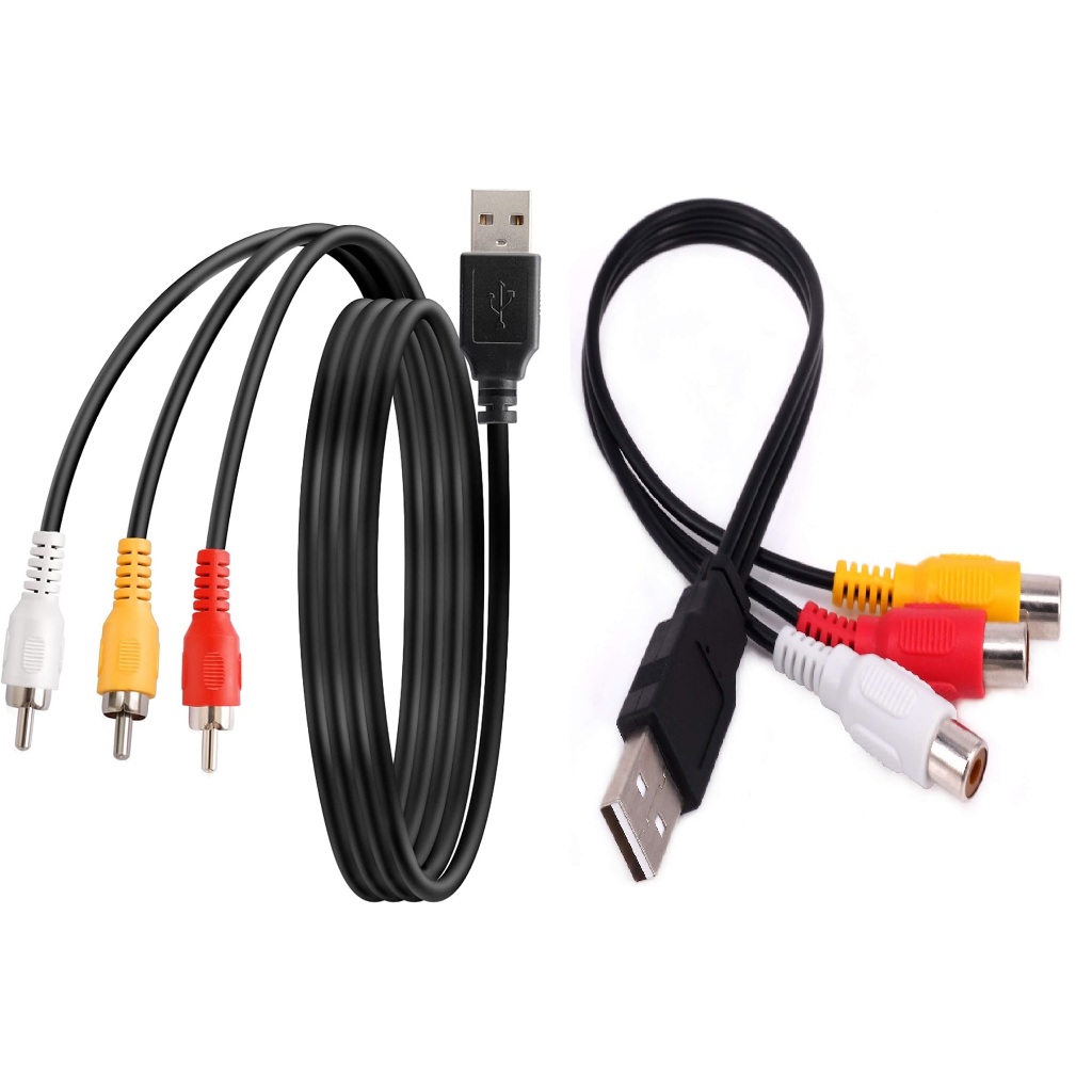 USB Male Plug To 3 RCA Female Adapter Audio Converter Video AVA/V Cable ...