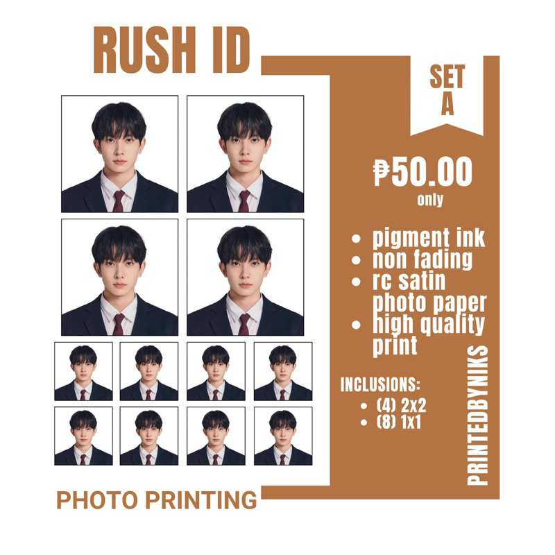 RUSH ID PHOTO PRINTING 1x1 - 2x2 & Passport Size | Shopee Philippines
