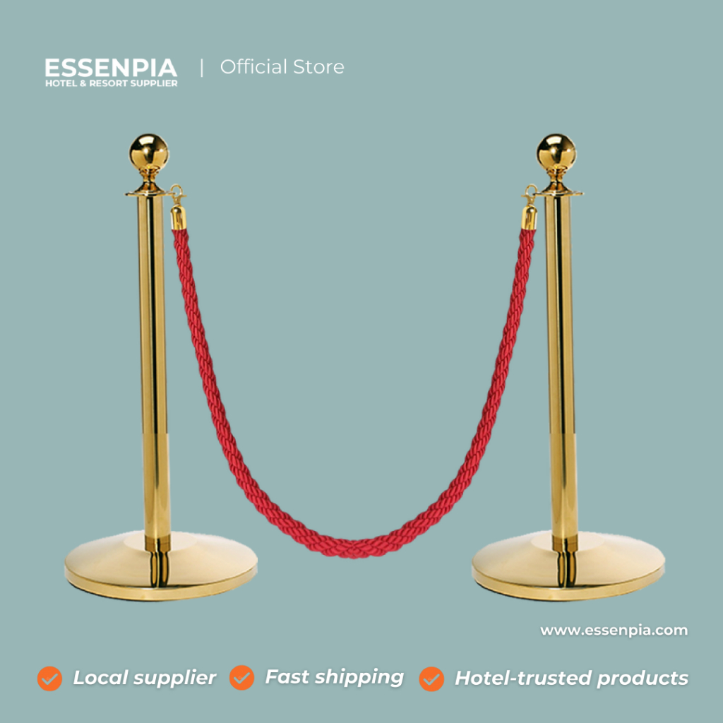 Hotel STANCHION SET Railing Stand Crowd Control SET(2 POLES + 1 ROPE ...